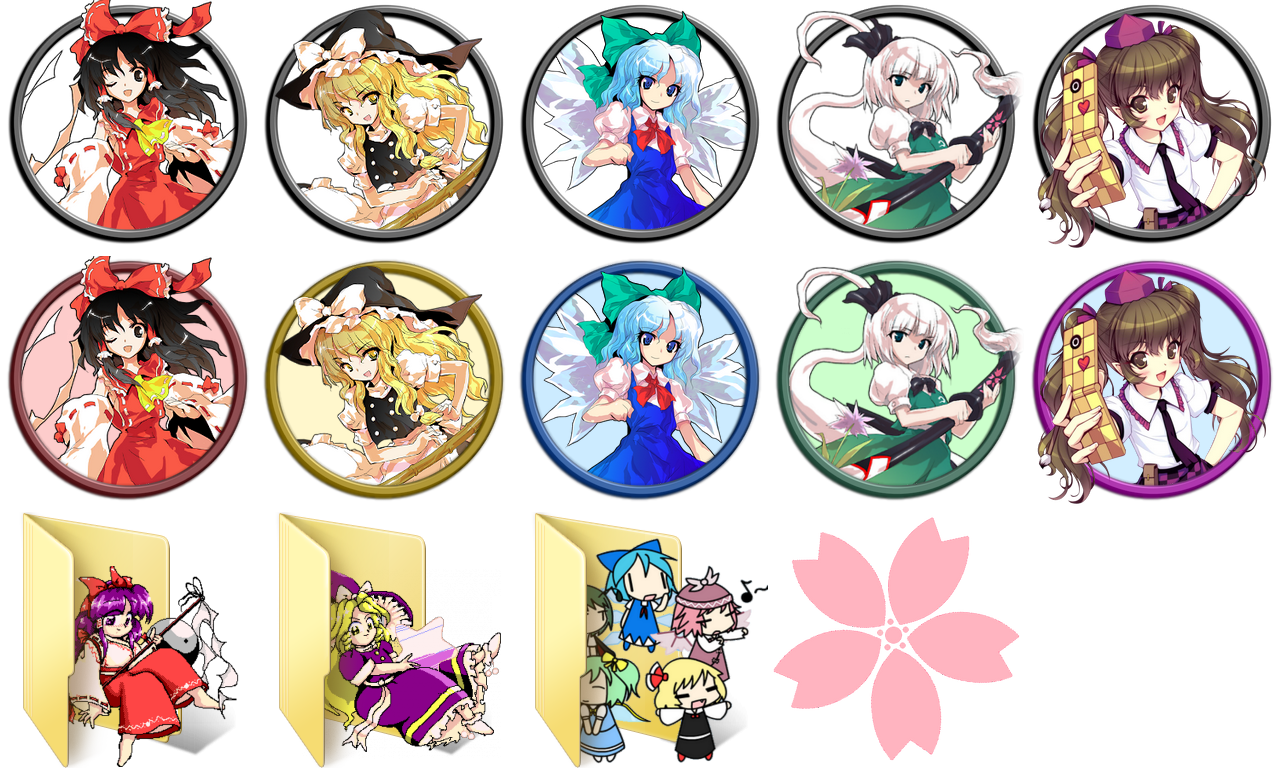Touhou icon pack 2 - Characters and folders by kossza on DeviantArt