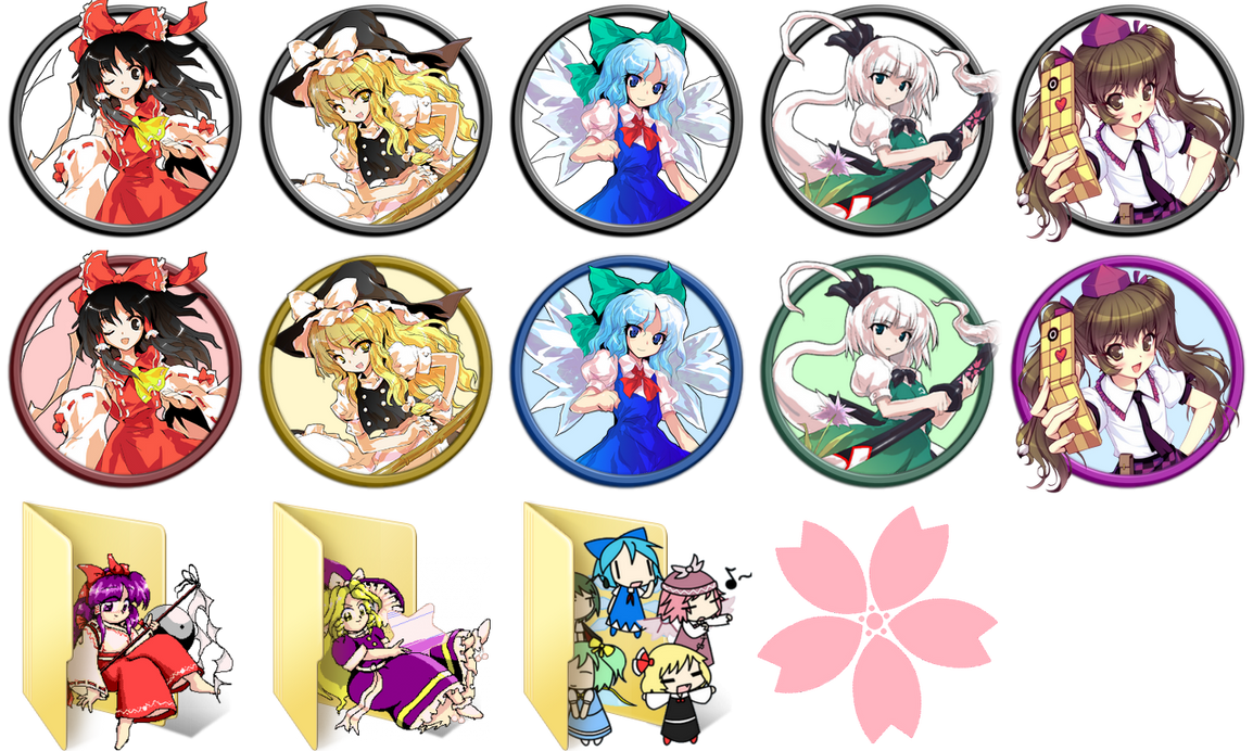 Touhou icon pack 2 - Characters and folders by kossza on DeviantArt