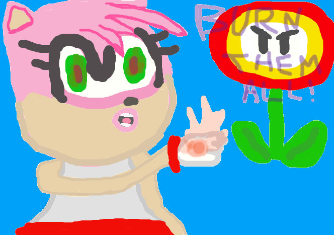 Amy Rose gets a fire flower by LightDemonCodeH on DeviantArt