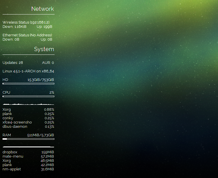 Simple Conky for arch linux by Pluck27 on DeviantArt