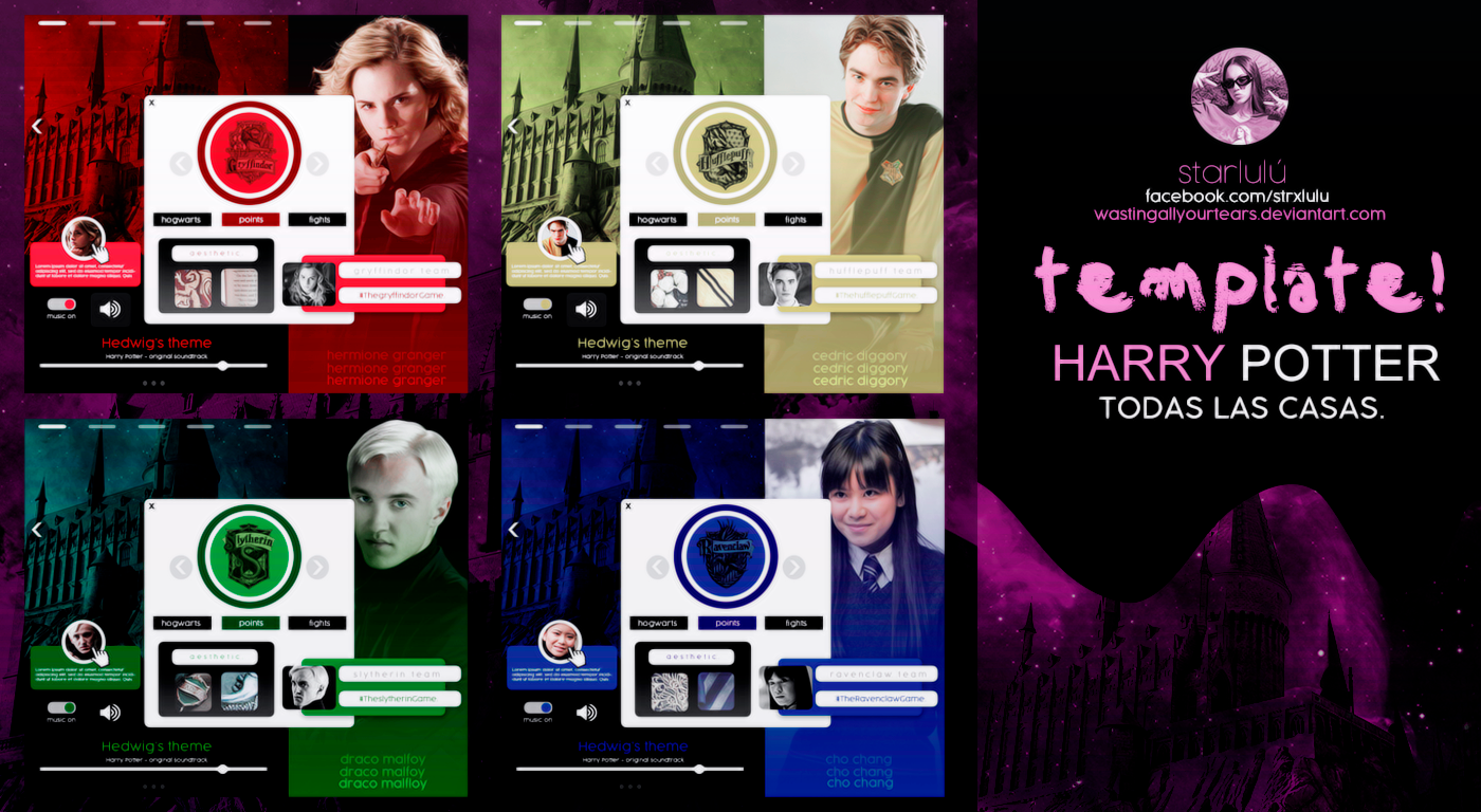 Template #20 / Harry Potter's houses. by WastingAllYourTears on DeviantArt