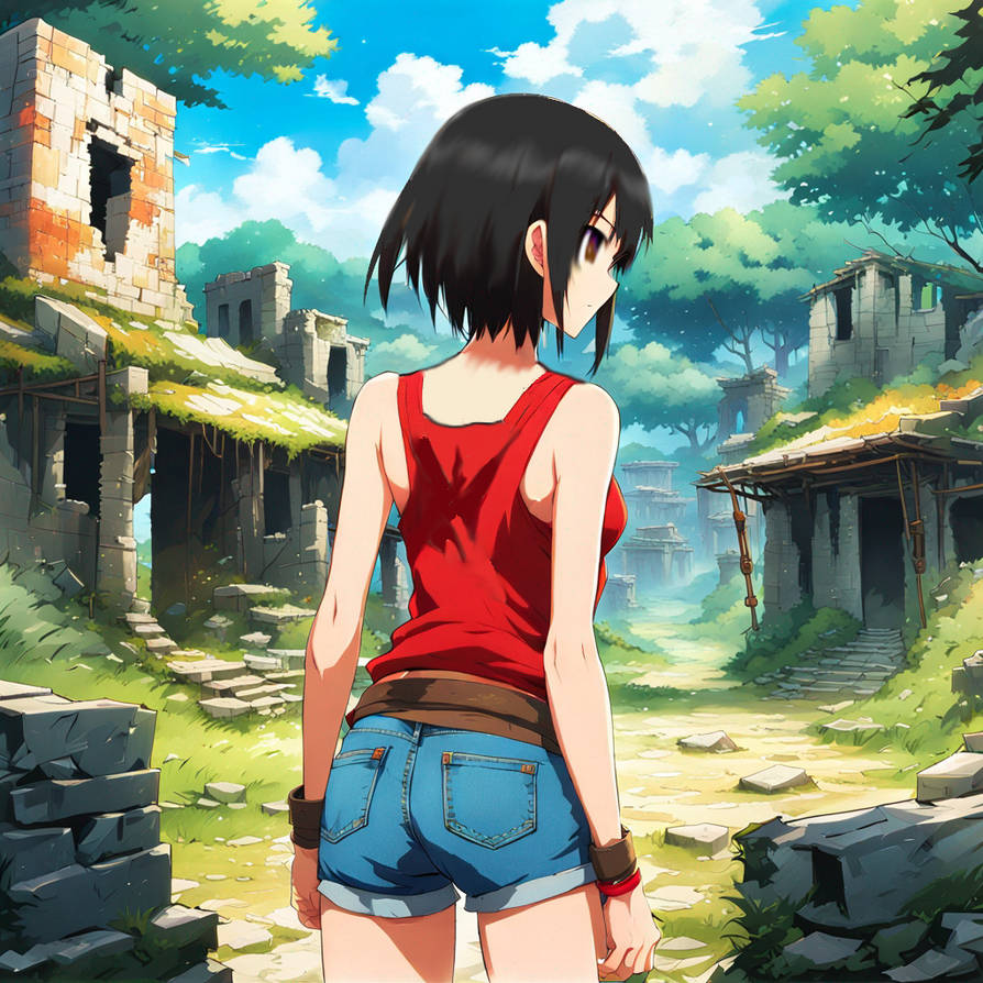 Yuffie at the Ruins by Hippo-and-Friends on DeviantArt
