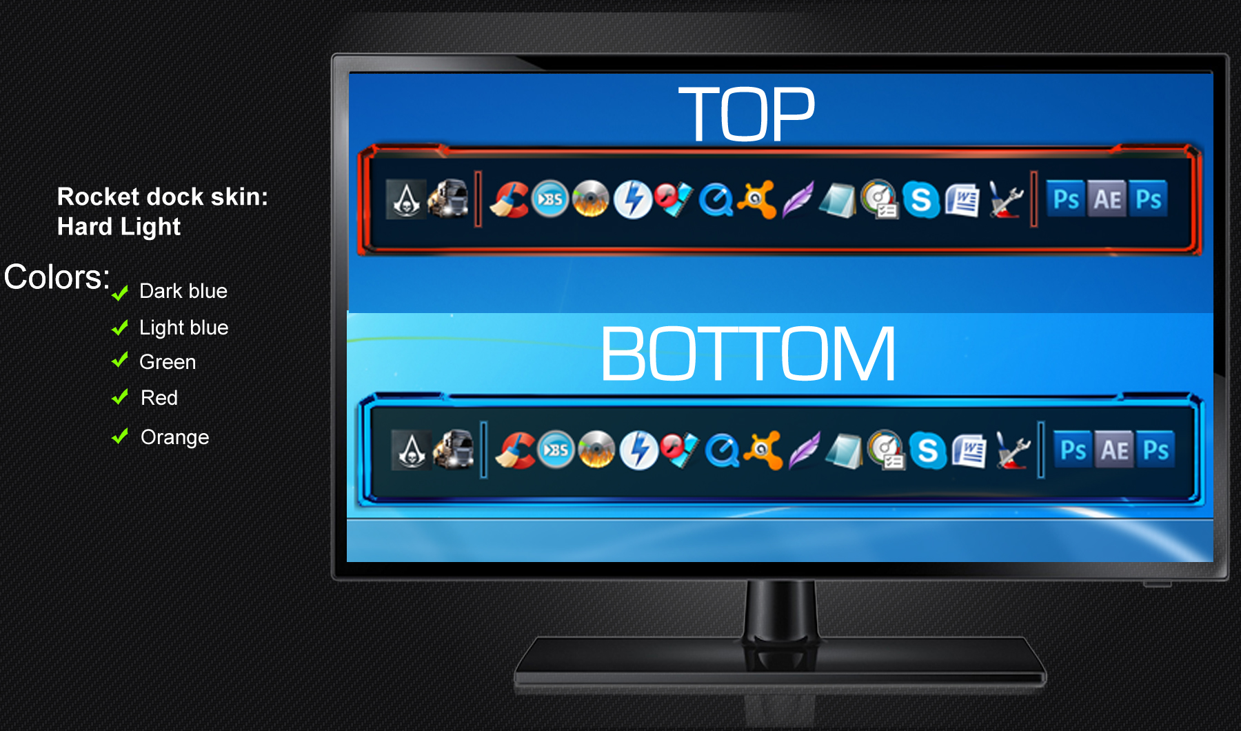 Rocket dock skin Hard light by poweredbyostx on DeviantArt