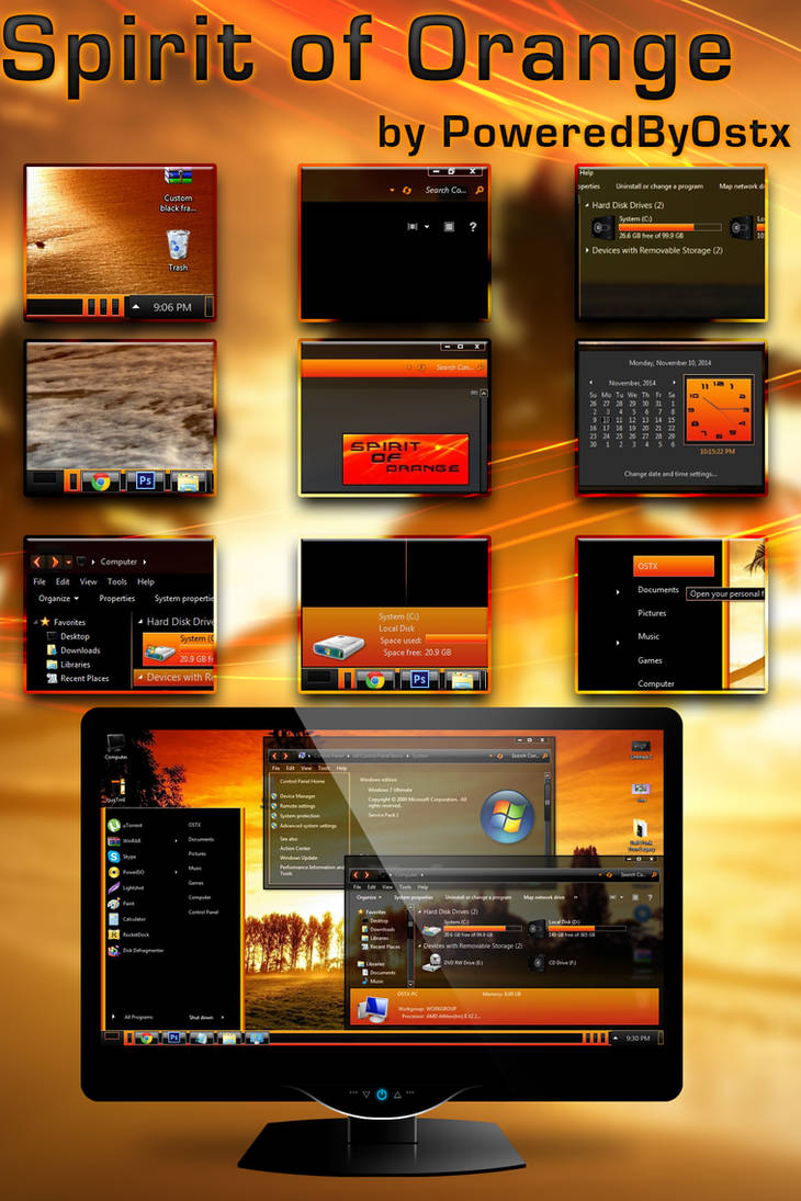 Spirit of Orange Windows 7 theme by poweredbyostx on DeviantArt