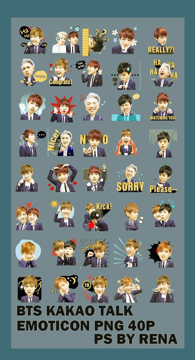 BTS Kakao Talk Emoticon Render PNG 40p by tauotauomaker on DeviantArt