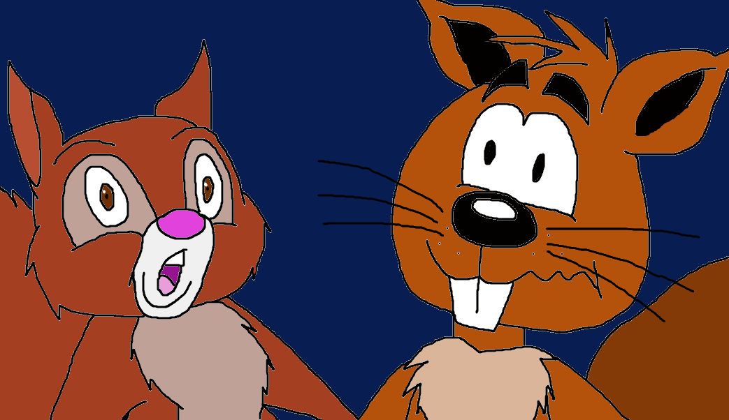 Two frightened red squirrels by the-acorn-bunch on DeviantArt