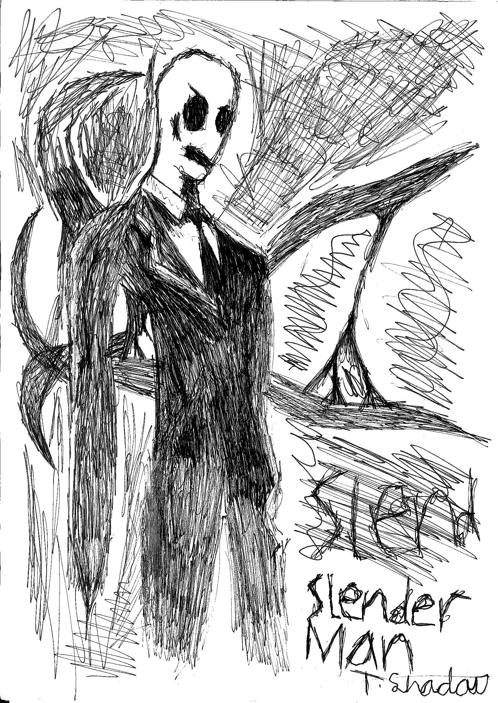 Slender Man Ink Drawing by TensaShadow24 on DeviantArt