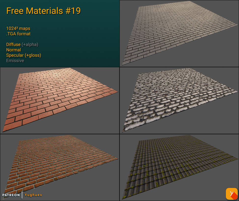 Free Materials Pack #19 (REDUX) by Yughues on DeviantArt