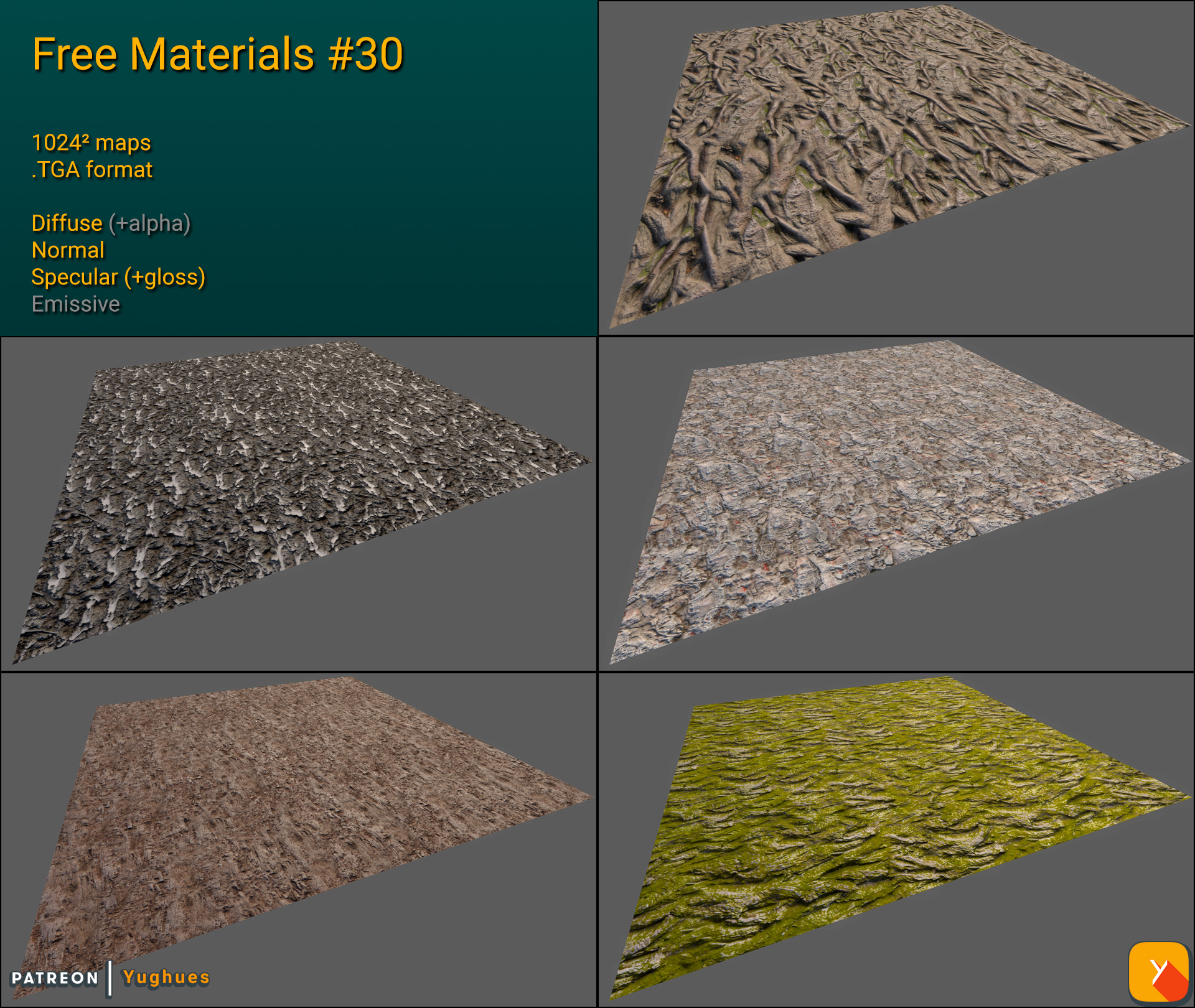 Free Materials Pack #30 Redux by Yughues on DeviantArt
