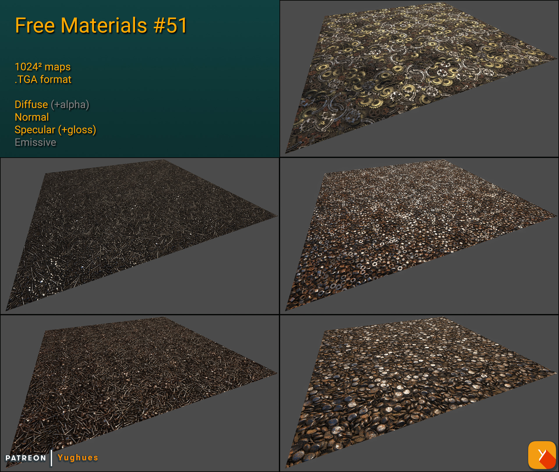 Free Materials Pack #51 Redux by Yughues on DeviantArt