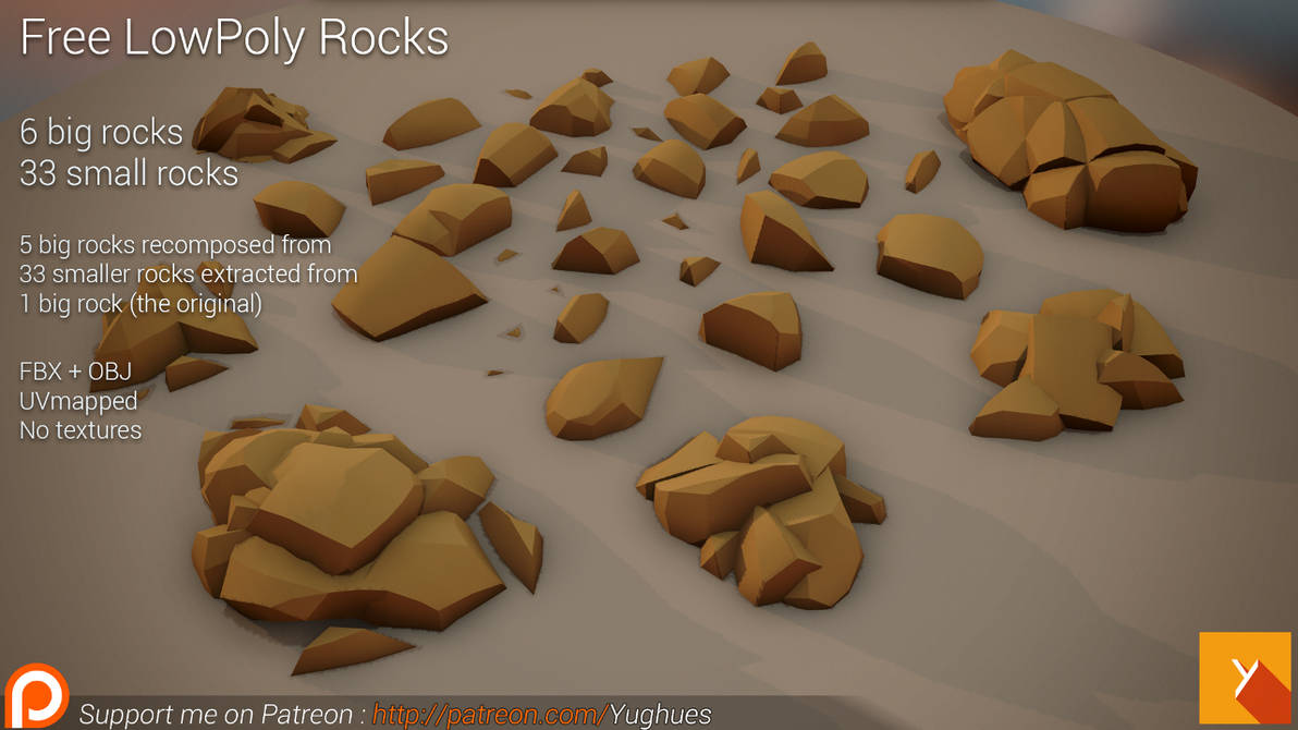 [Free] LowPoly Rocks set01 by Yughues on DeviantArt