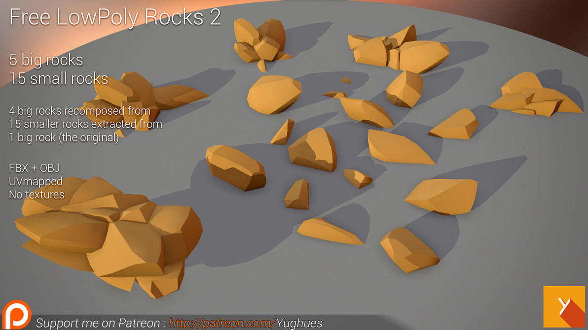 [Free] LowPoly Rocks set02 by Yughues on DeviantArt