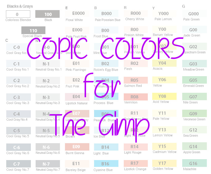 Copic Colors for the Gimp by ccolors on DeviantArt