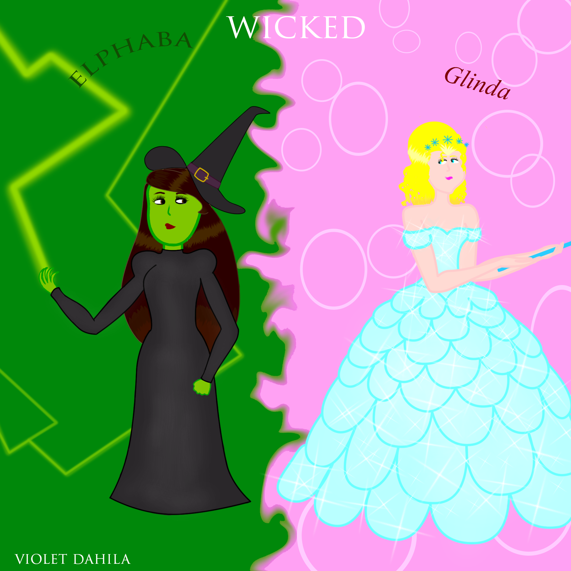Wicked-Elphaba And Glinda by Violetdahila on DeviantArt