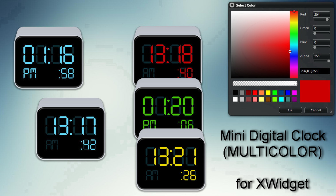 Mini Digital Clock (MULTICOLOR) for xwidget by Jimking on DeviantArt