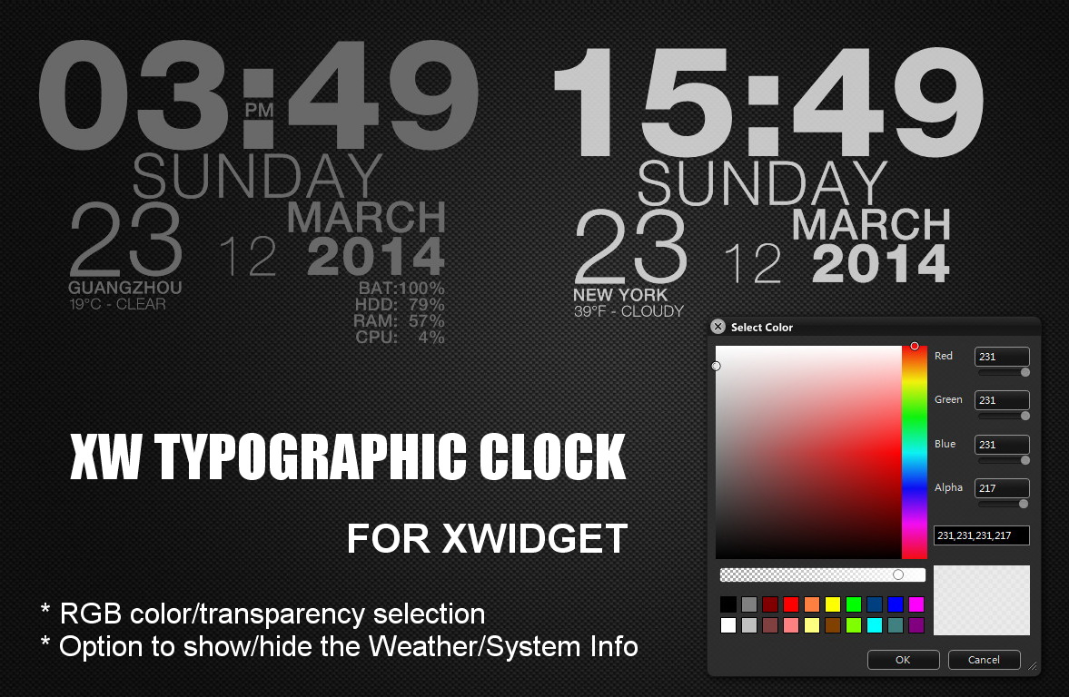 XW Typographic Clock for xwidget (FIXED) by Jimking on DeviantArt