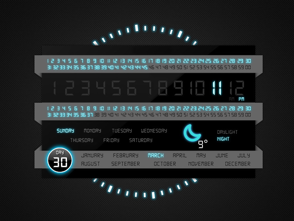 Futuristic Clock Panel for xwidget (BUG-FIXED) by Jimking on DeviantArt