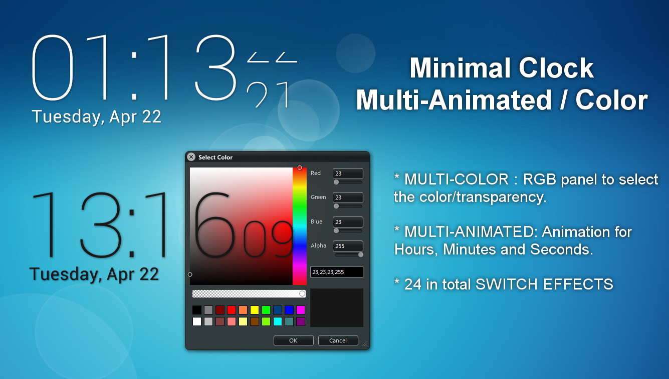 Minimal Multi-Animated Clock for xwidget (EDITED) by Jimking on DeviantArt