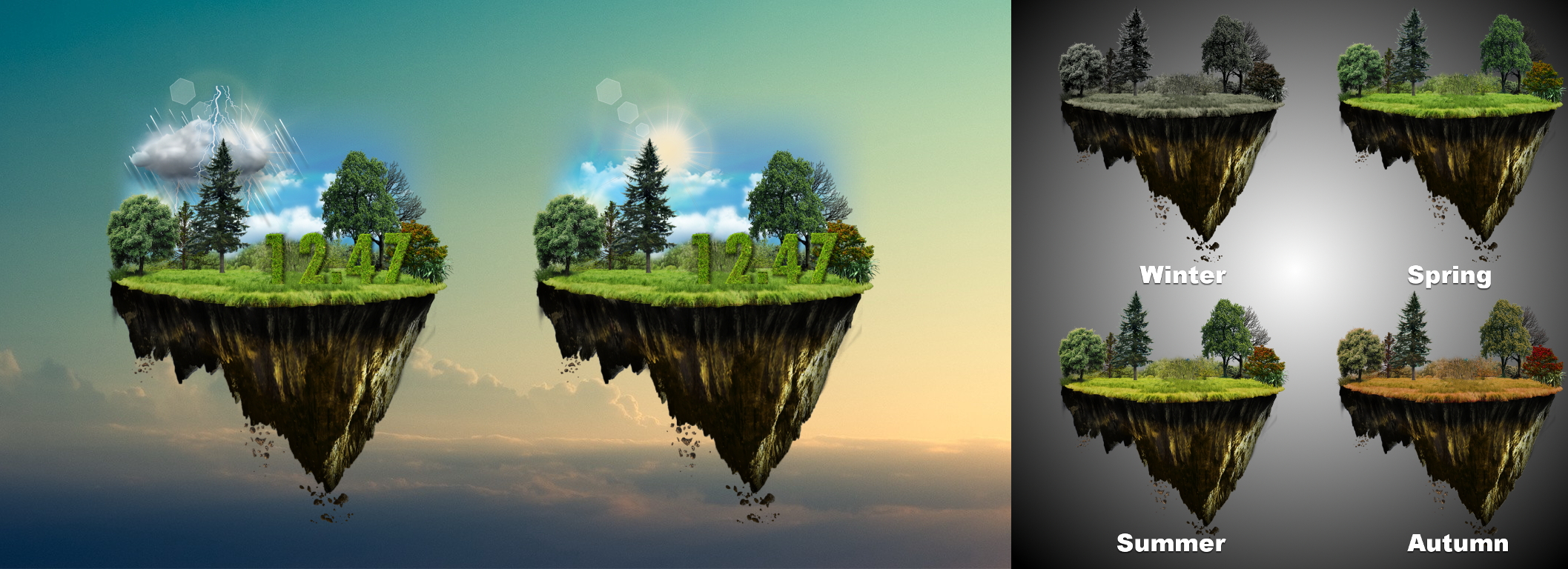 4 Seasons Floating Island for xwidget by Jimking on DeviantArt