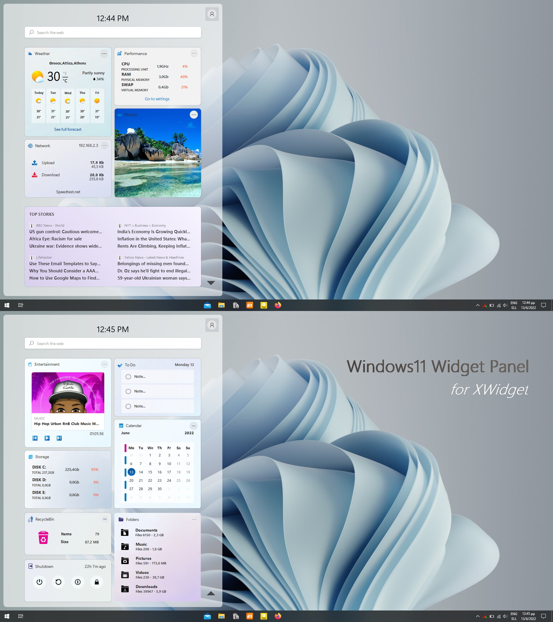 Windows11 Widget Panel for XWidget by Jimking on DeviantArt