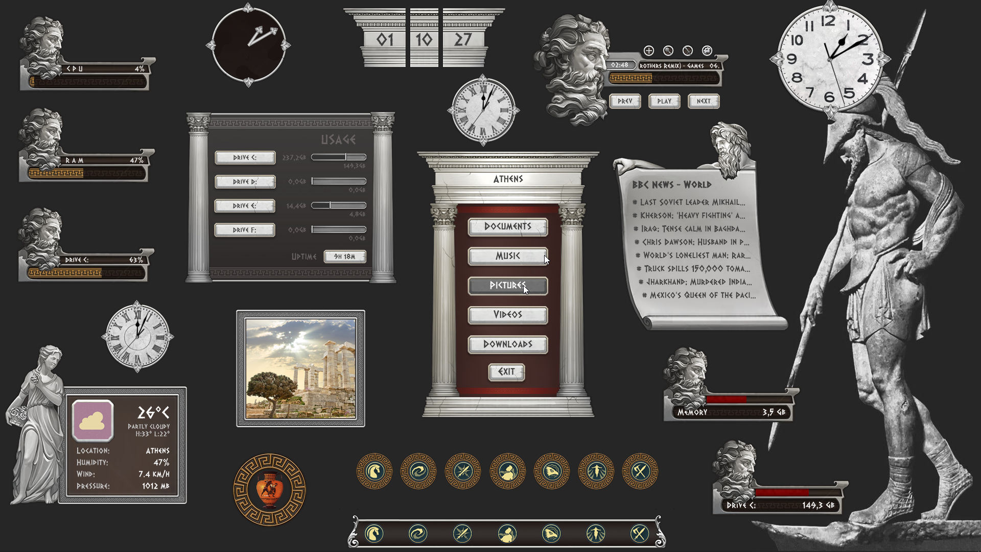 Ancient Greece Theme for XWidget by Jimking on DeviantArt