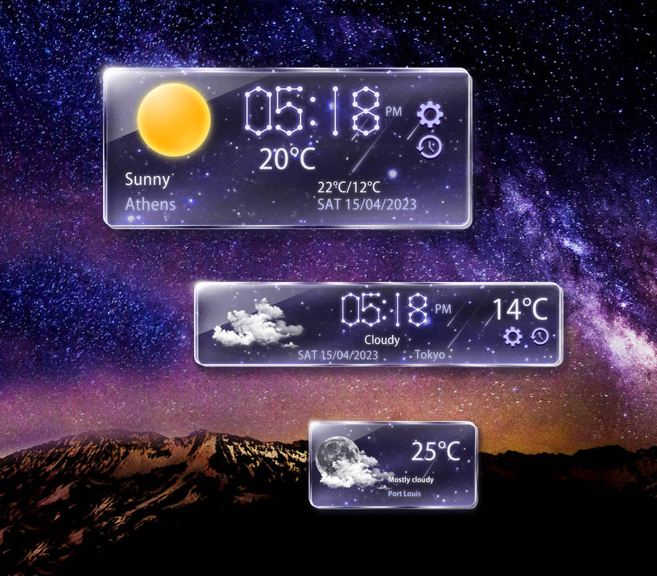 Starry Night Clock Weather for XWidget by Jimking on DeviantArt