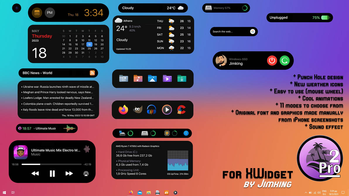 Desktop Dynamic Island PRO 2 (PUNCH HOLE) XWidget by Jimking on DeviantArt