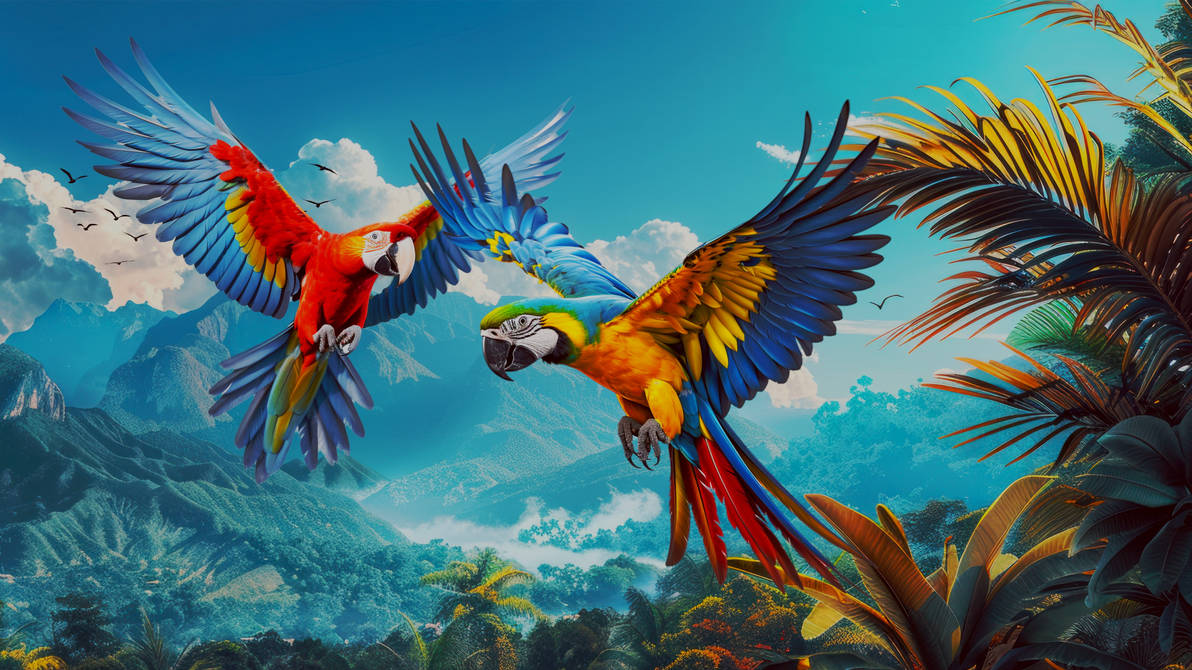 Dancing Parrots (4K Wallpaper) by Jimking on DeviantArt