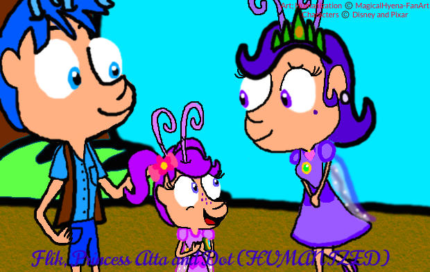 ABL: Flik, Princess Atta and Dot (HUMANIZED) by MagicalHyena-FanArt on DeviantArt