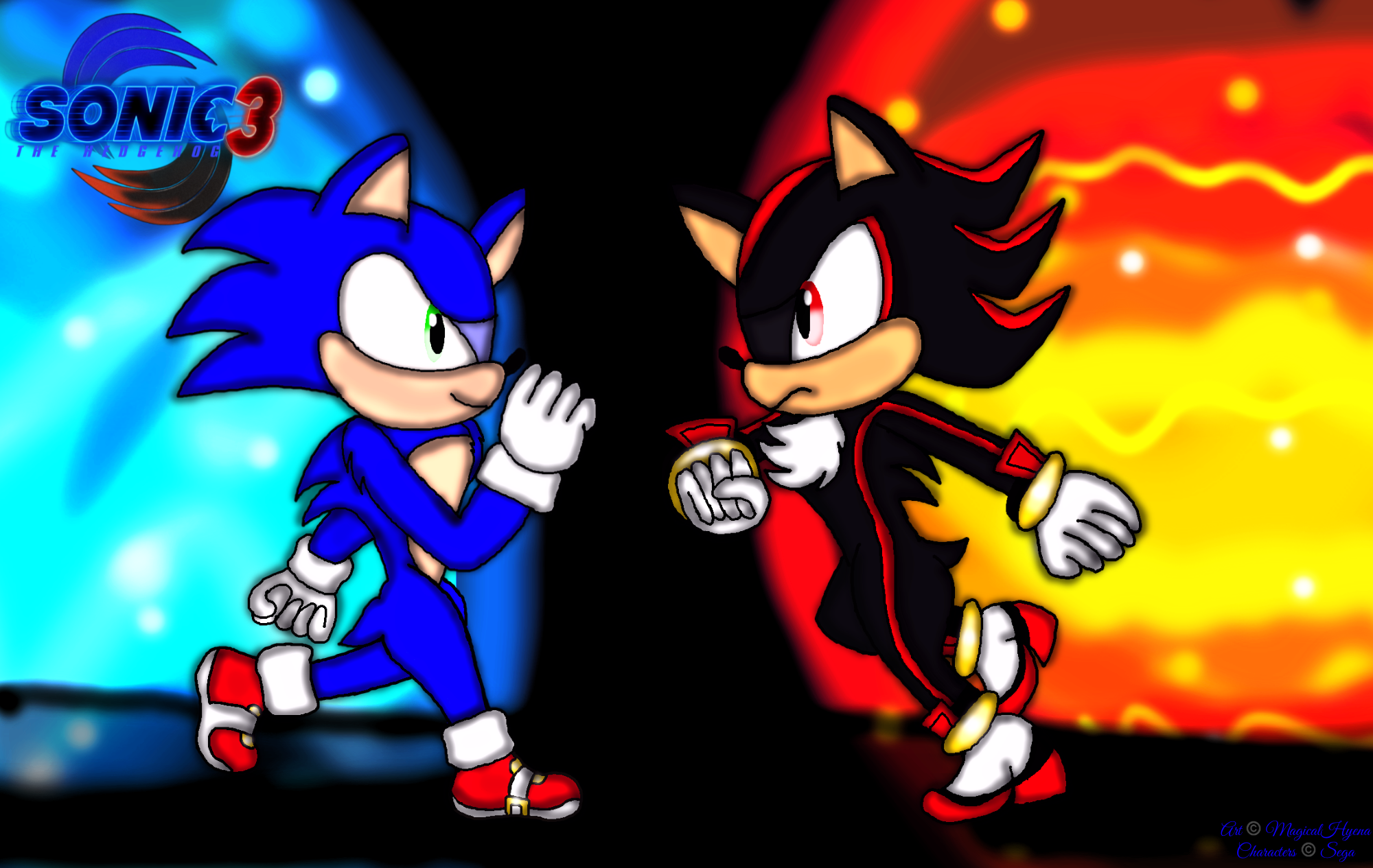 Sonic the Hedgehog 3 Fanart: Sonic and Shadow by MagicalHyena-FanArt on ...