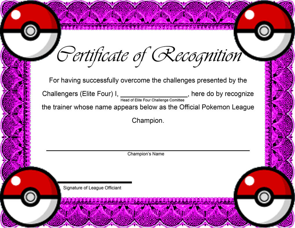 Pokemon League Certificate by digitaleva on DeviantArt