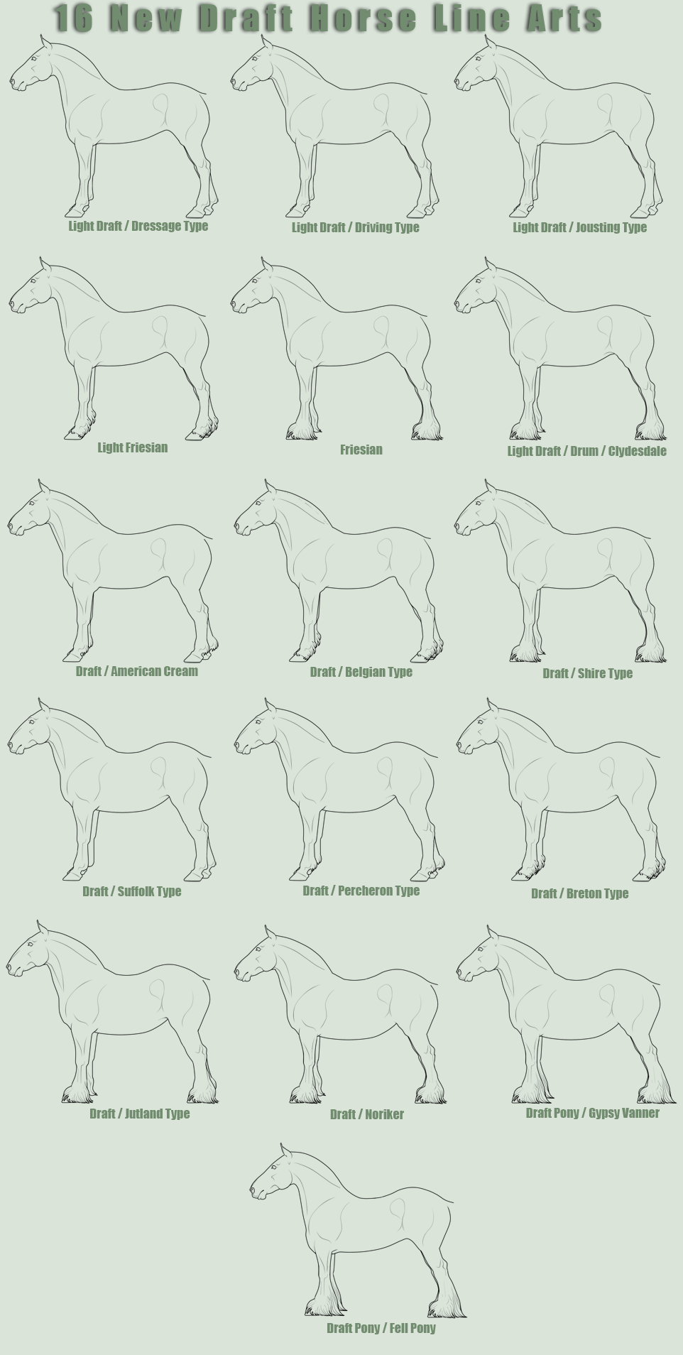 16 Draft Horse Line Arts by JNFerrigno on DeviantArt