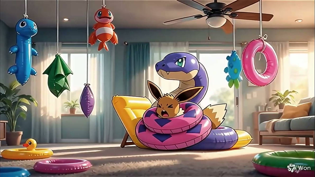 EEVEE vs inflatable snake Video AI #3 by delta-28 on DeviantArt