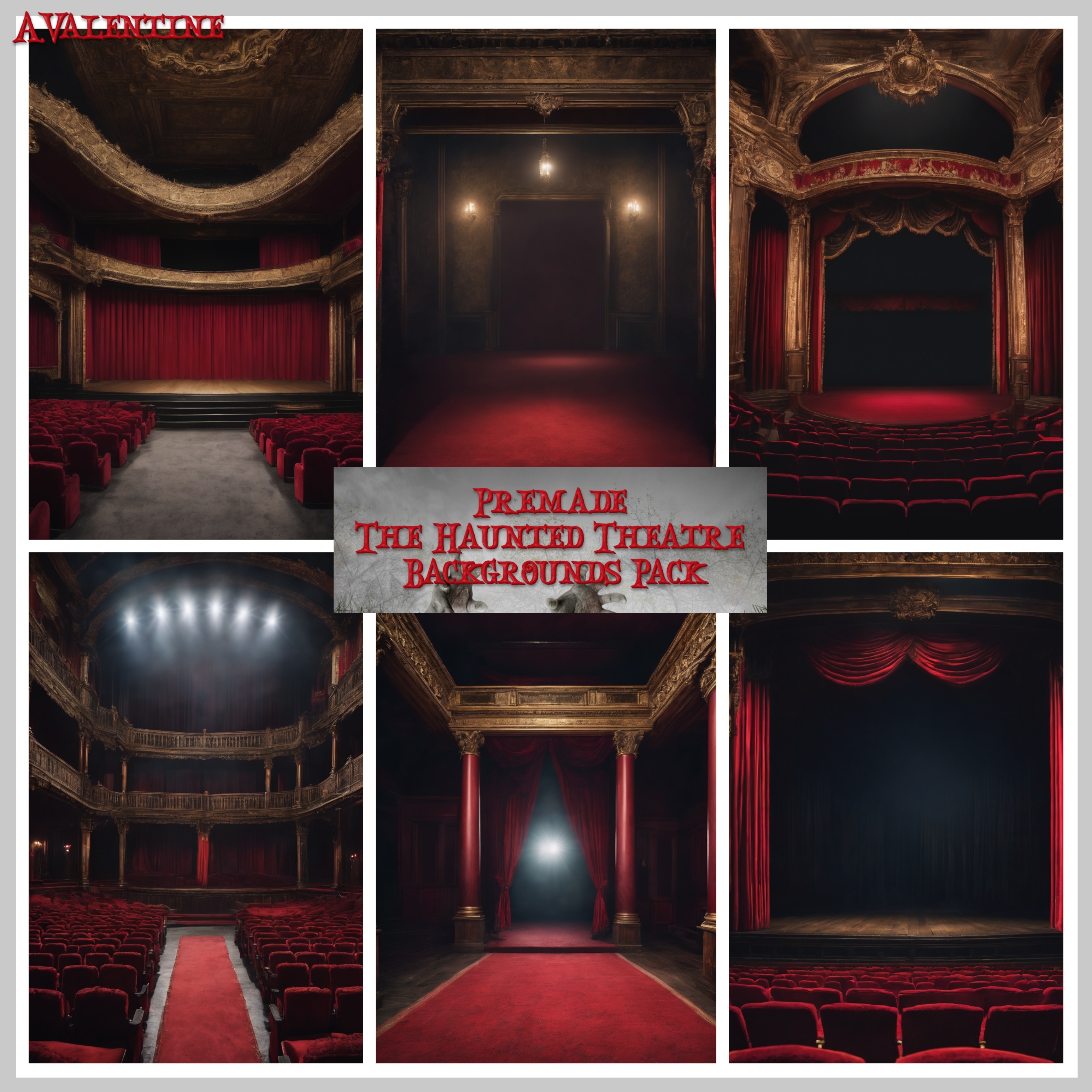 (Premade The Haunted Theatre Backgrounds Pack) by LadyValsArt1983 on ...