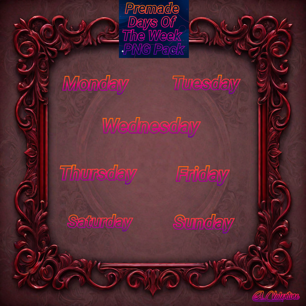 (Premade Days Of The Week PNG Pack) by LadyValsArt1983 on DeviantArt