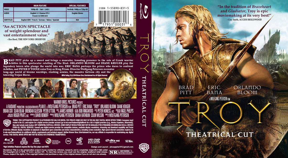 Troy - Theatrical Cut - Blu Ray Artwork by Pineapples101 on DeviantArt