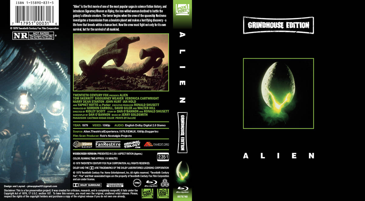 Alien - Grindhouse Edition - Blu Ray Artwork by Pineapples101 on DeviantArt