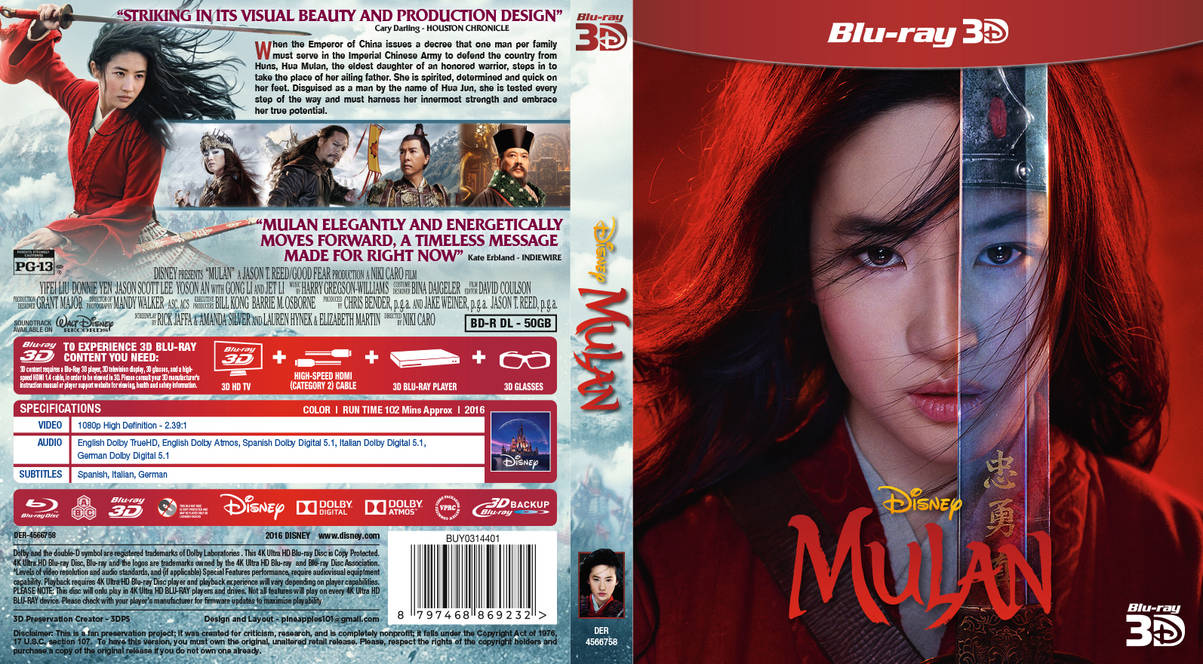 Mulan - 3D Blu Ray Artwork by Pineapples101 on DeviantArt