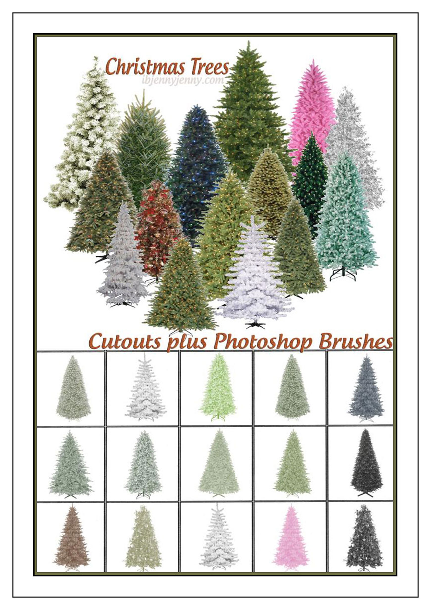 Free Christmas Trees Photoshop Brushes plus Cutout by ibjennyjenny on ...