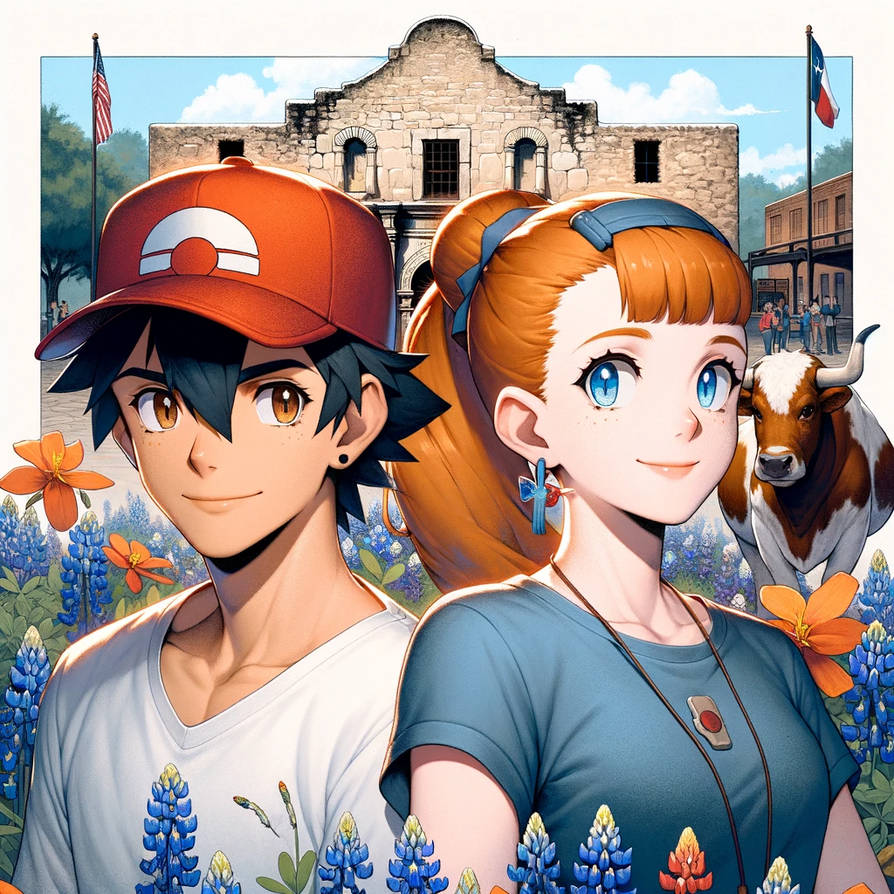 Ash and Misty Visit Texas by Maruku24 on DeviantArt