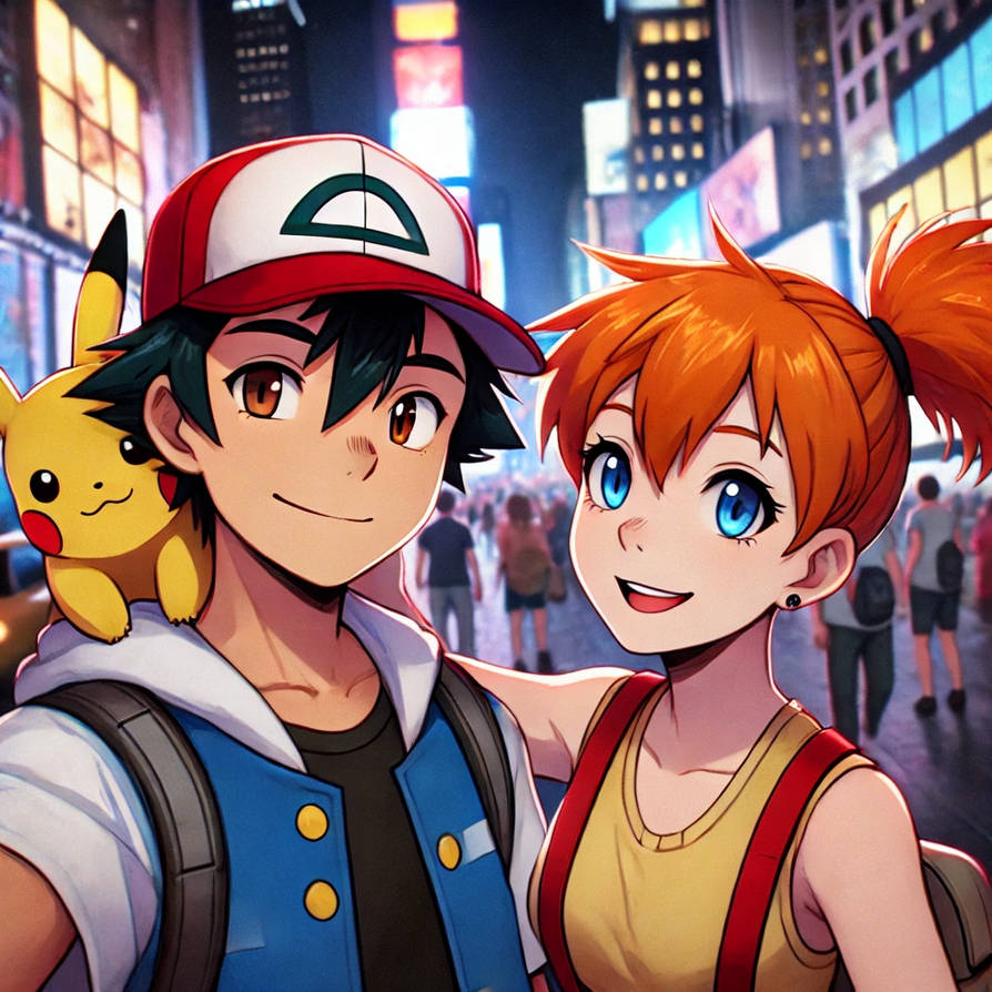 Ash and Misty Visiting Times Square by Maruku24 on DeviantArt