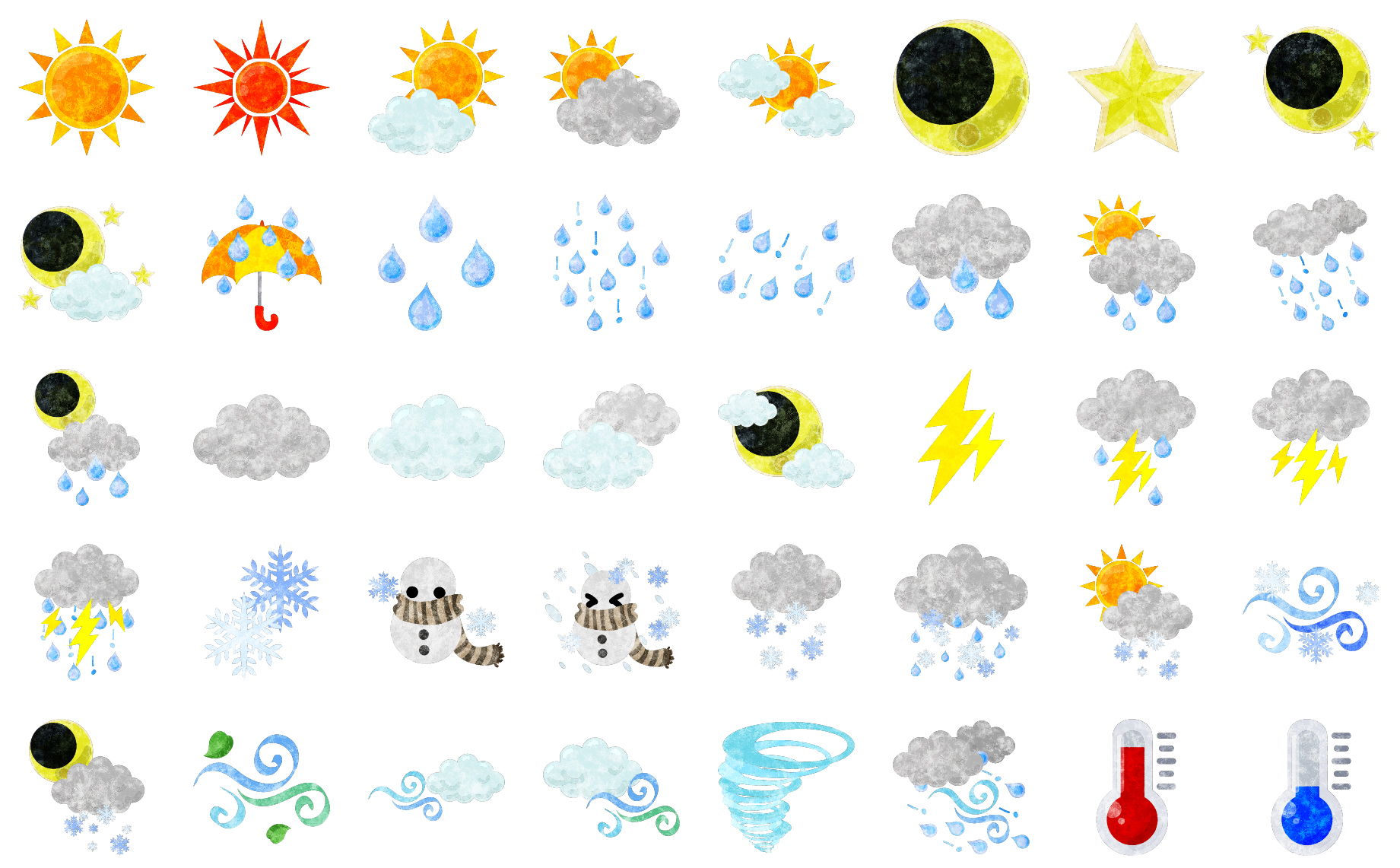 Cute Weather Icons (PNG) by atelier-bw2 on DeviantArt
