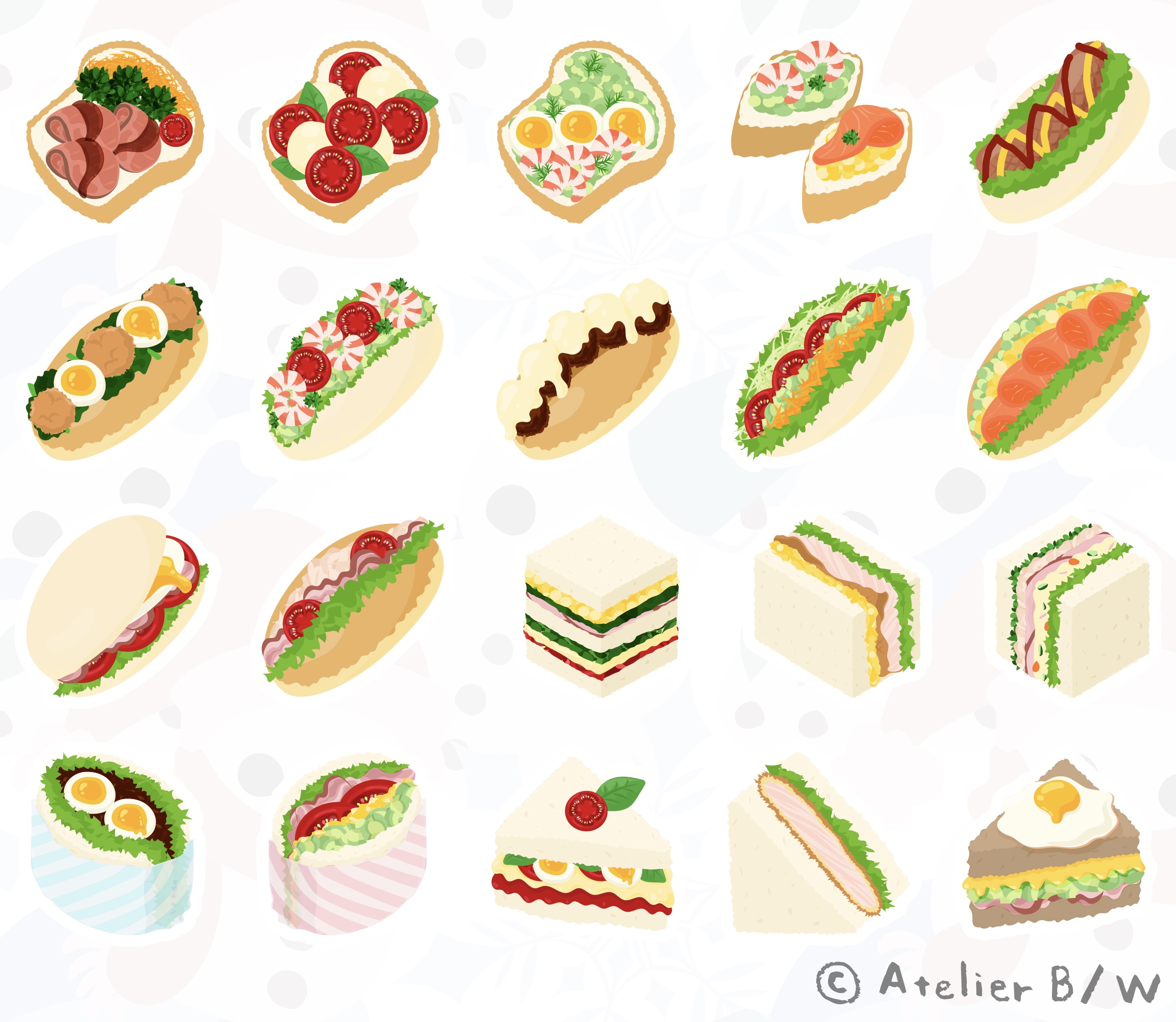 Icons of various sandwiches and hot dogs by atelier-bw2 on DeviantArt