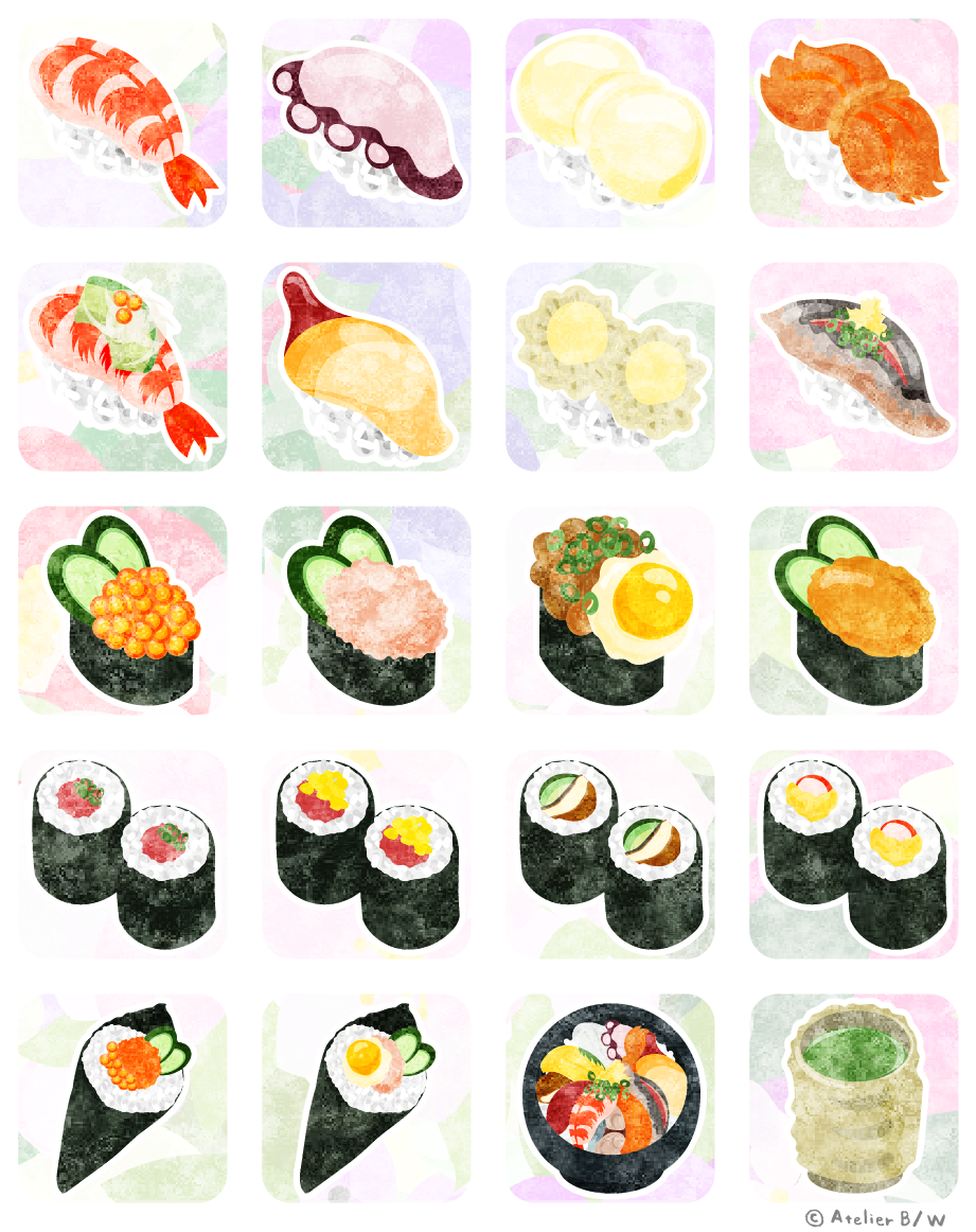 Delicious and Cute Sushi Icons(PNG) vol.2 by atelier-bw2 on DeviantArt