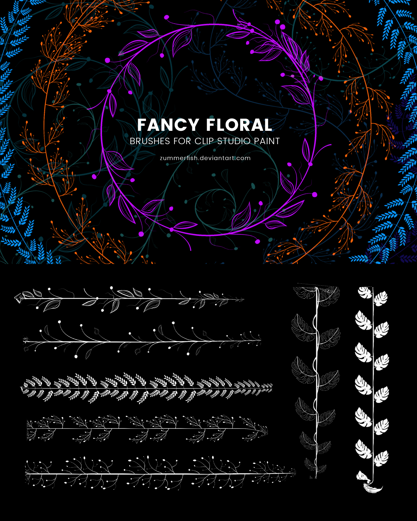 Fancy Floral Brushes for Clip Studio Paint 1.10 by zummerfish on DeviantArt
