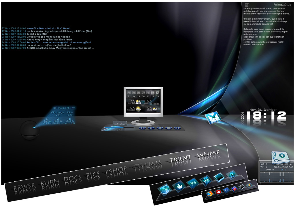 Black rainmeter desktop by mindenhova on DeviantArt