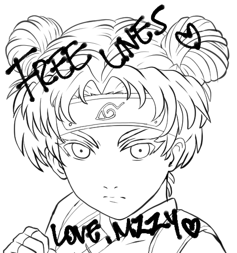 FREE Tenten from Naruto Line Art (FREE PSD file) by jadecillustrations ...