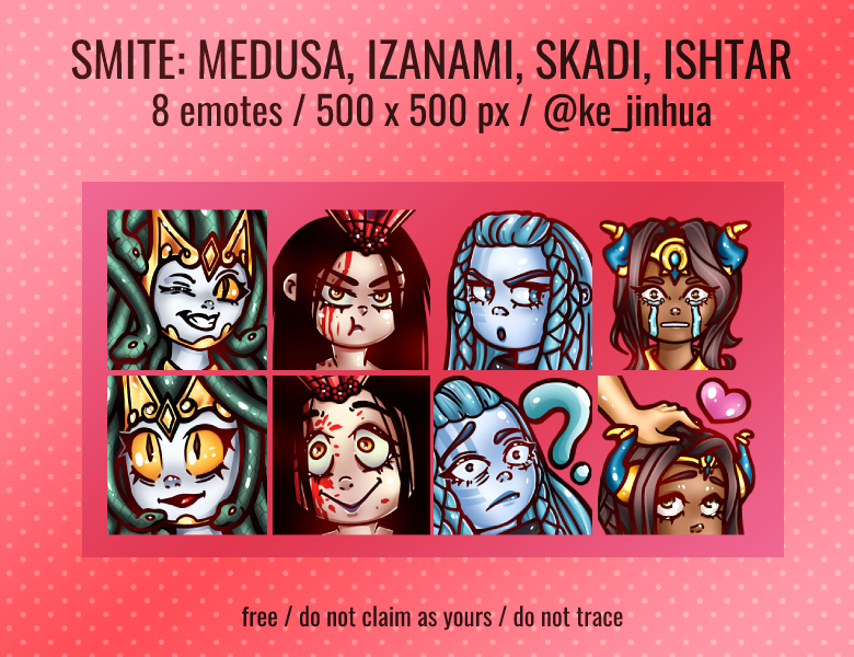 Smite Emotes Pack (Medusa, Izanami, Skadi, Ishtar) by ke-jinhua on ...