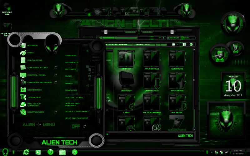 Windos 7 Theme Alien Tech (GREEN) by ToxicoSM on DeviantArt