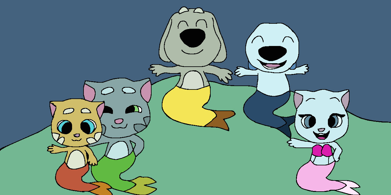 Talking Tom Heroes as Mermaids sitting on a rock by Mojo1985 on DeviantArt